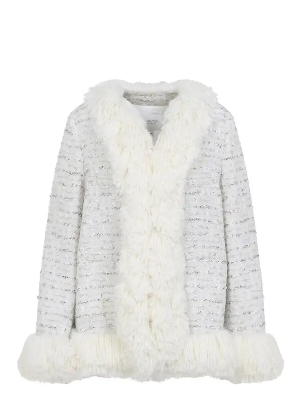 Giambattista Valli Fur Trimmed Wool Blend Coat - White