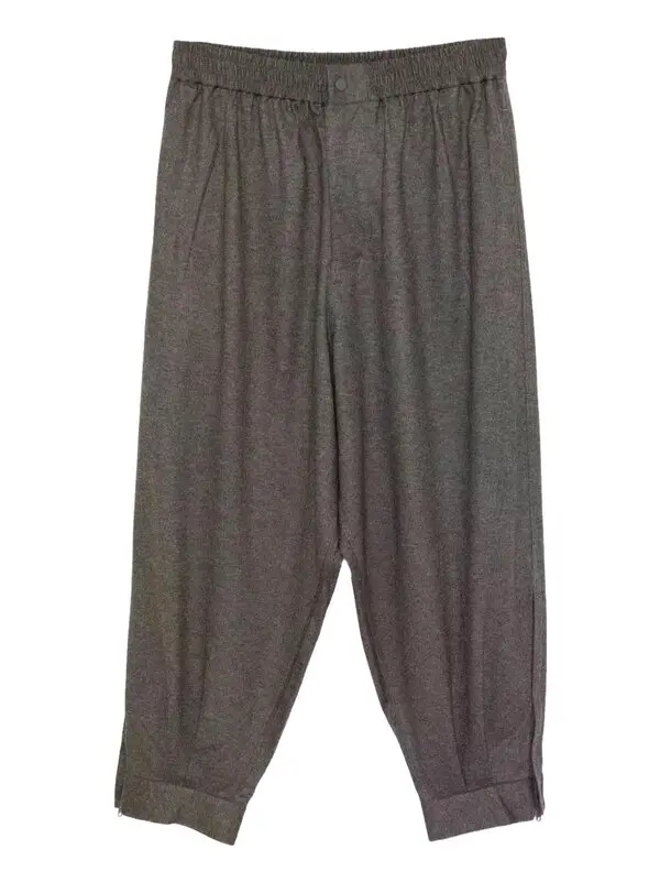 CROQUIS Cropped Tapered Trousers - Brown