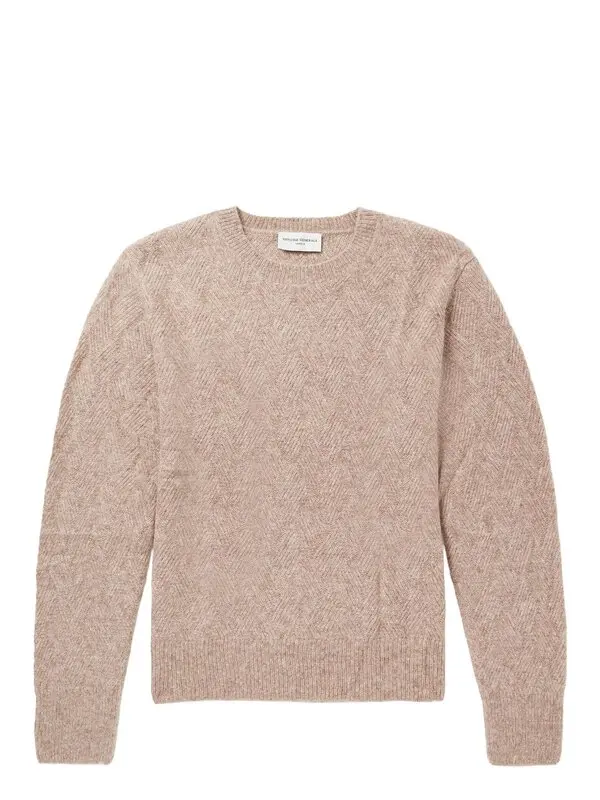 Officine Générale Marco Wool, Silk, Alpaca, And Cashmere-blend Sweater - Neutrals