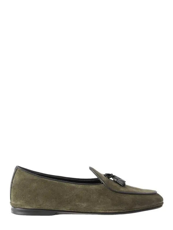 Rubinacci Marphy Tasseled Suede Loafers - Green