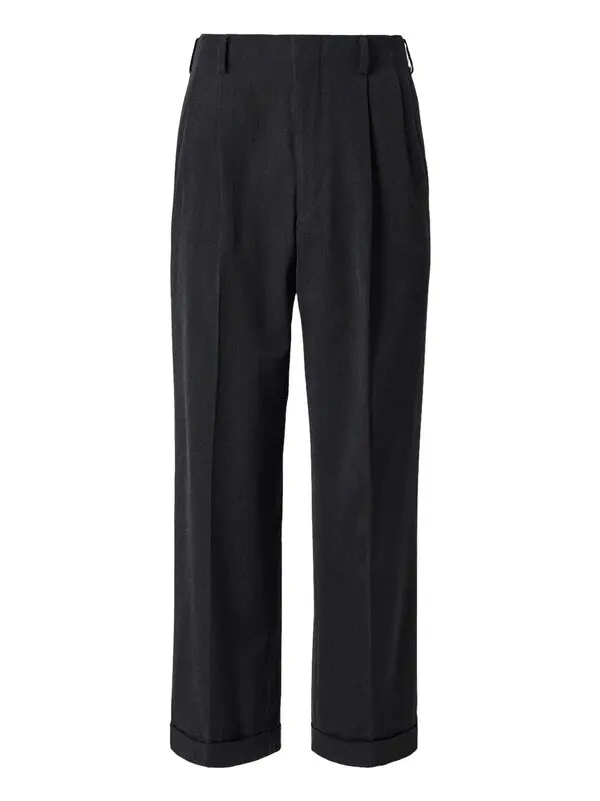 A.PRESSE Straight-leg Wool-twill Trousers - Gray