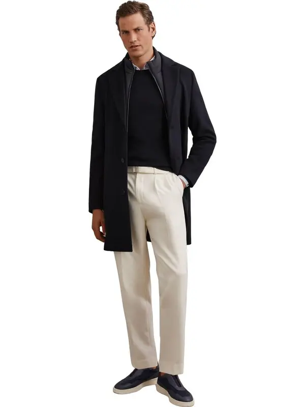 REISS Gable Gilet Wool-blend Internal-gilet Overcoat - Navy