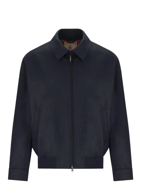 BARACUTA G18 Melton Bomber Jacket - Blue