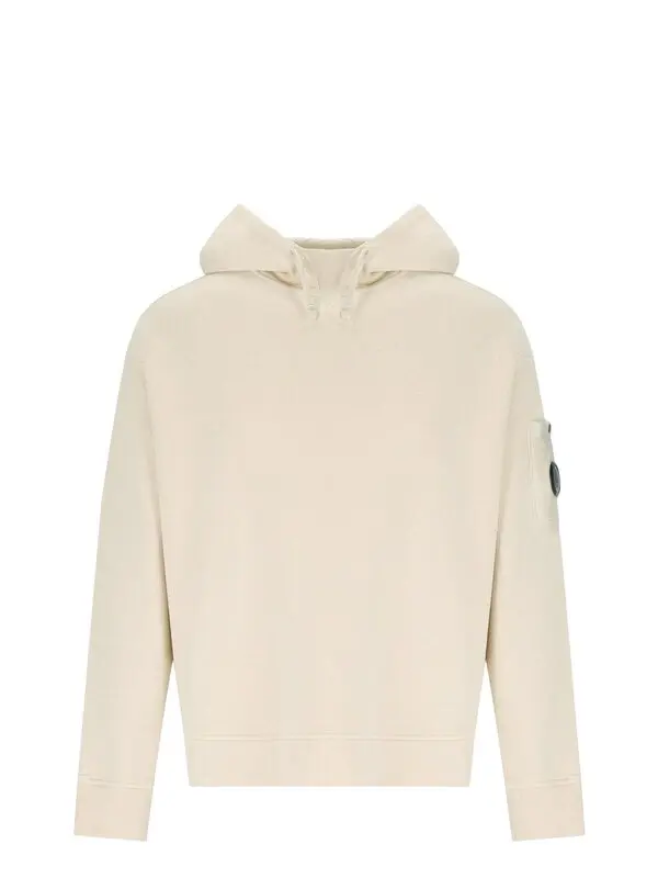 C.P. COMPANY Diagonal Fleece Boxy Hoodie - White