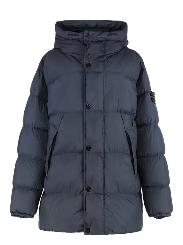Stone Island Nylon Hooded Parka - Blue