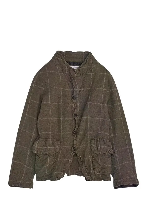 Comme Des Garçons Ruffled Check Jacket - Green