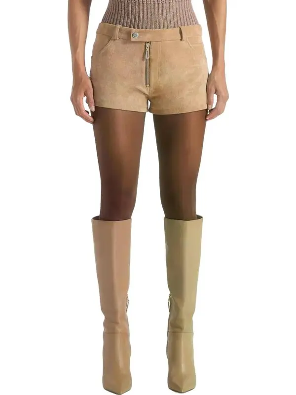 Manière De Voir Suede Zip Shorts - Neutrals