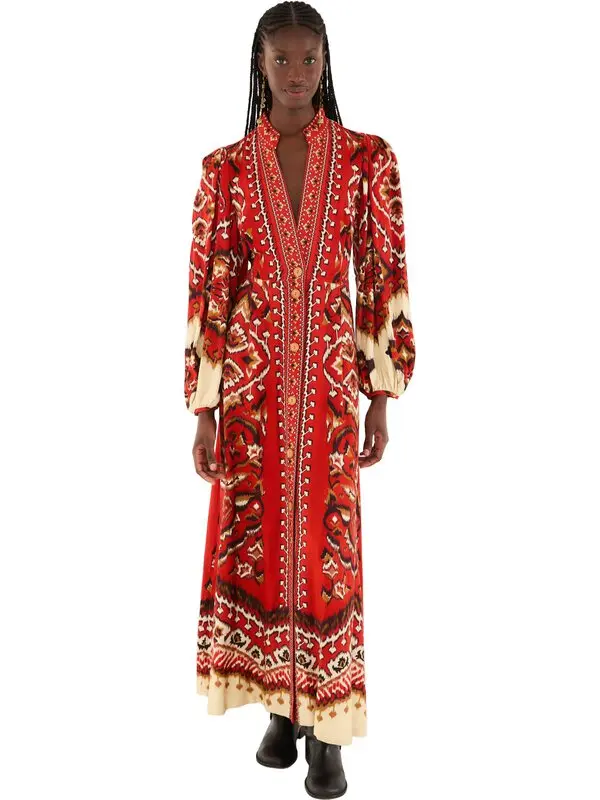 Farm Rio Ainika Pineapple Ikat Maxi Dress - Ainika Pineapple Ikat Cream