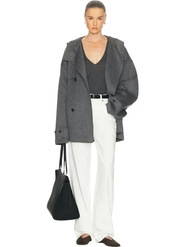 JW Anderson Oversized Pea Coat - Charcoal Melange