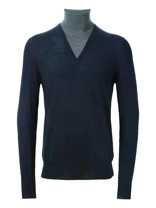 PAOLO PECORA Layered Roll Neck Sweater - Blue