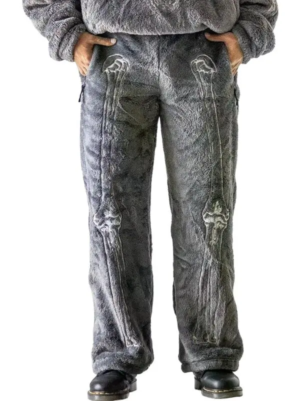 DOUBLET Zip Detail Graphic Trousers - Grey