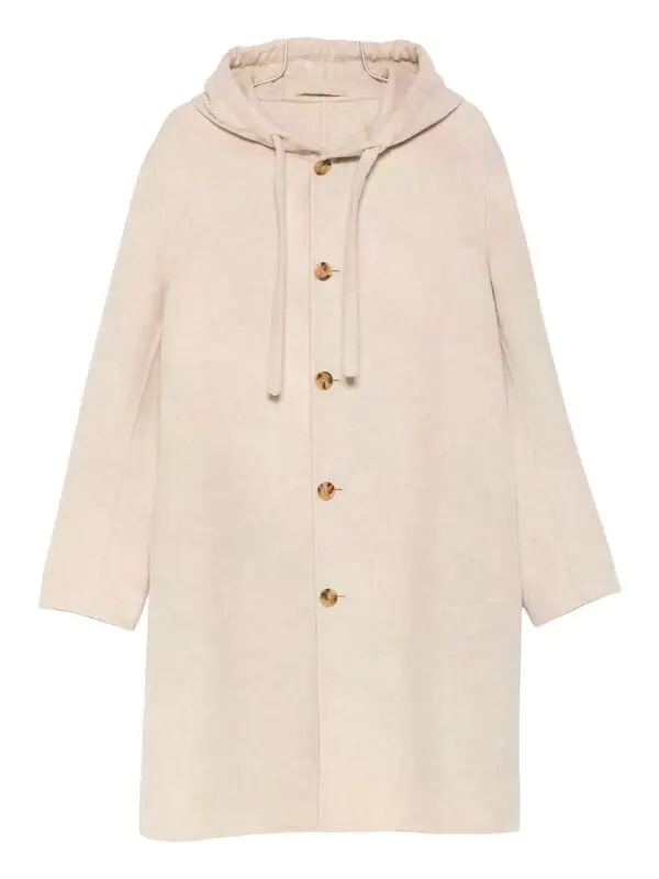 LARDINI Hooded Wool-cashmere Coat - Neutrals