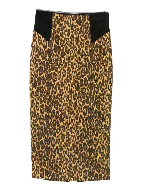 Rochas Leopard-print Midi Skirt - Multicolour