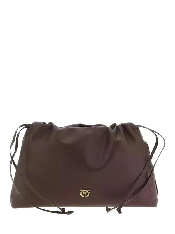 Pinko Smooth Leather Clutch Bag - Brown
