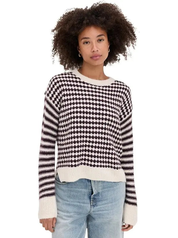 Madewell Mixed Stripe Pullover Sweater - Mocha/ivory