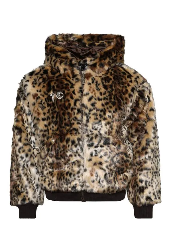 THUG CLUB Leopard Fur Jacket - Yellow