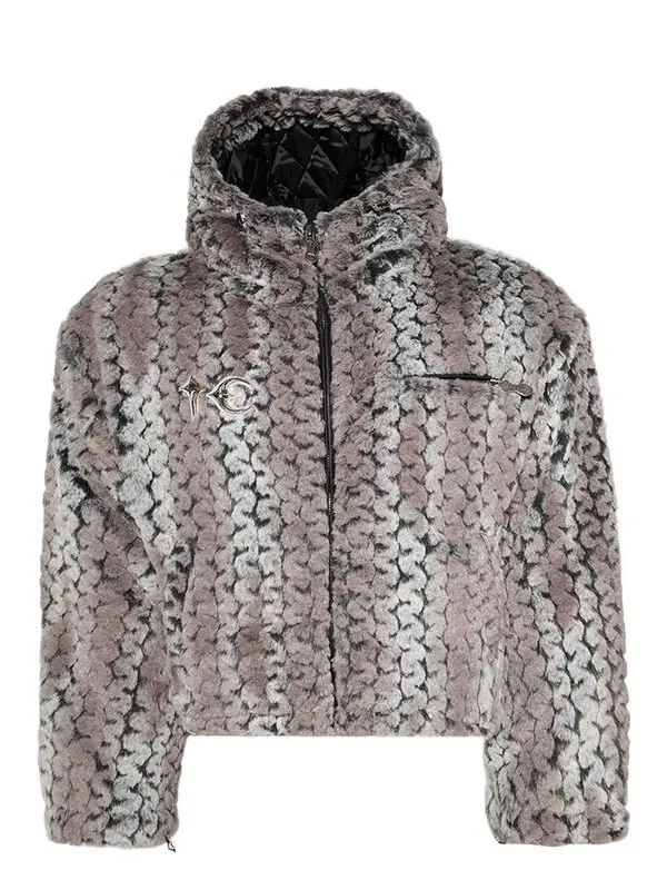 THUG CLUB Tc Wavy Leopard Fur Jacket - Ivory
