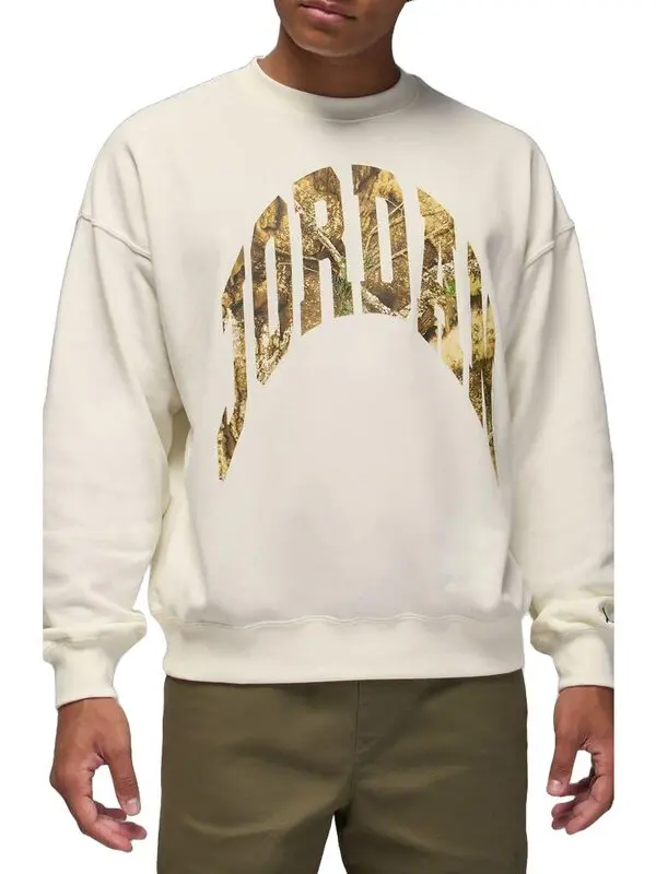 JORDAN X Realtree Oversized Graphic Crewneck Sweatshirt - Sail/black