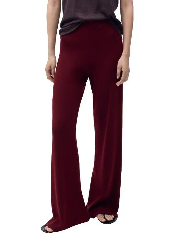 Mango Pull-on Straight Leg Knit Pants - Maroon