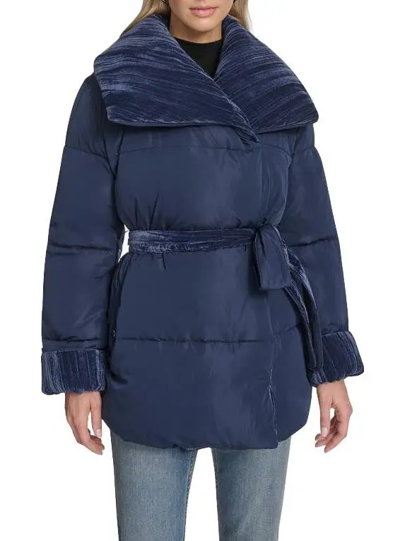Andrew Marc Emerson Velvet Lined Puffer Coat - Lapis