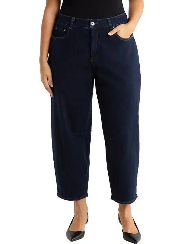 Universal Standard Dakota High-waist Cropped Barrel Jeans - Dark Indigo
