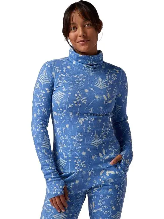 BACKCOUNTRY Cedars Rws Merino Midweight Funnel Neck Baselayer Top - Deja Blue Print