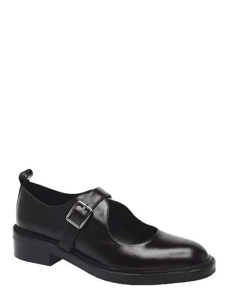 Jeffrey Campbell Artisanal Leather Mary Jane Derby Flats - Black Crinkle