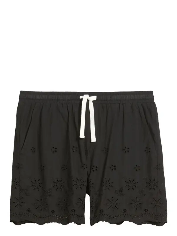 RIZORT Banks Embroidered Eyelet Cotton Shorts - Black