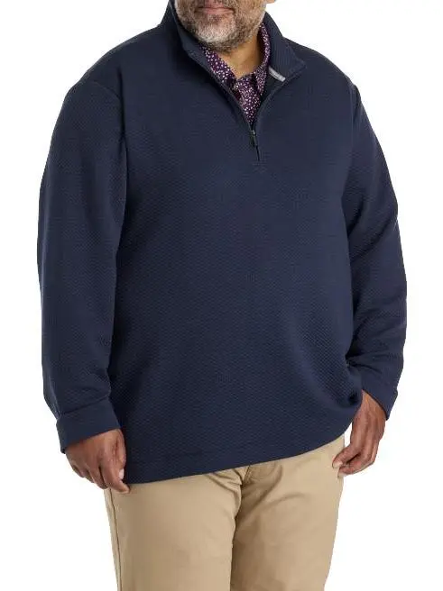 Perry Ellis Big & Tall Textured 1/4-zip Pullover - Dark Saphire