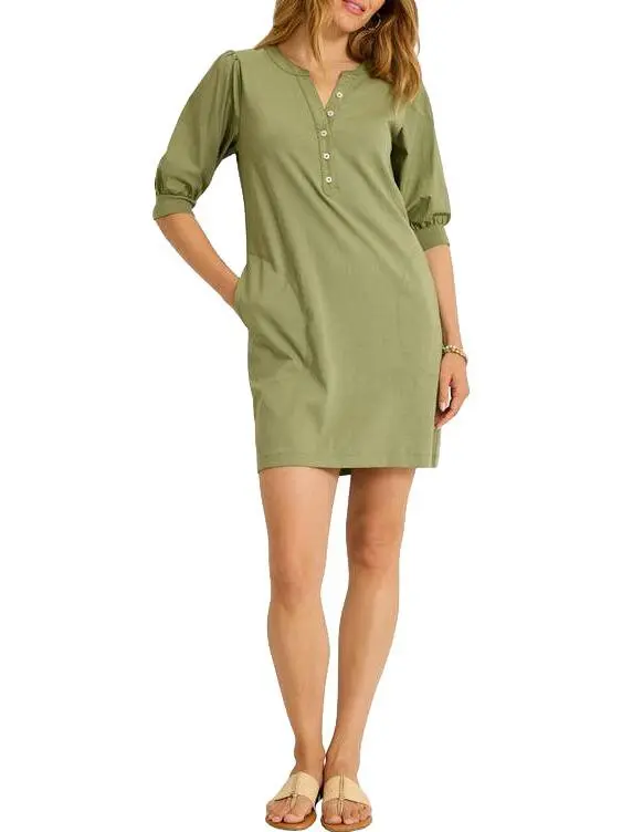 Tommy Bahama Islandscape Cotton Henley Minidress - Dusty Thyme