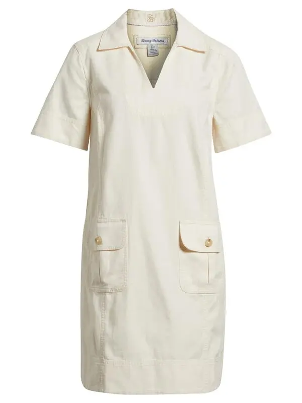 Tommy Bahama Utility Twill Cotton & Linen Shift Dress - Coconut