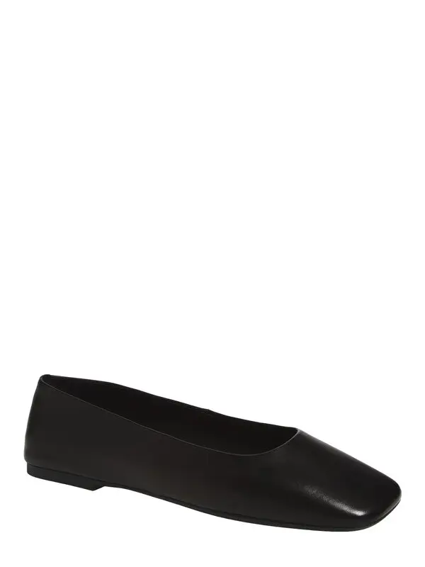 Jeffrey Campbell Listos Square-toe Leather Flats - Black