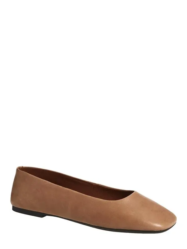 Jeffrey Campbell Listos Square-toe Leather Flats - Taupe