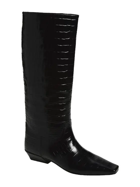 Jeffrey Campbell Croc-embossed Leather Boots - Black Croco