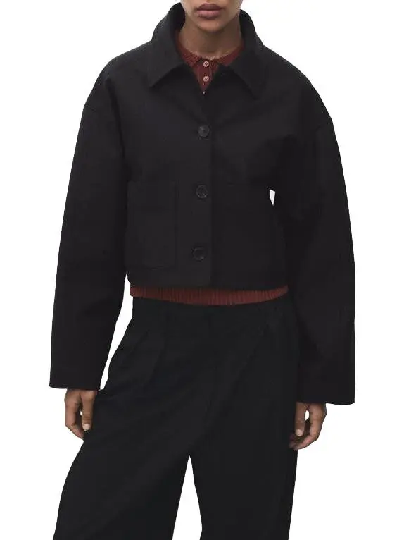 Mango Crop Button-front Jacket - Black