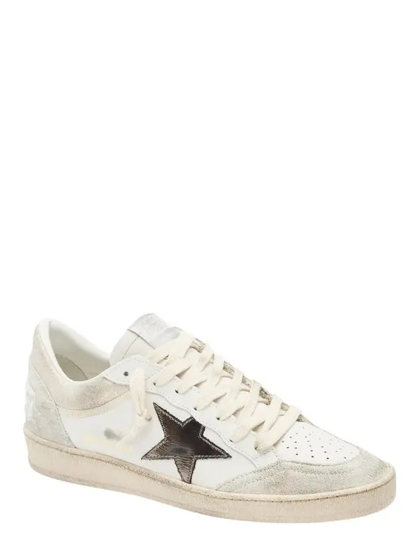 Golden Goose Ball Star Leather Sneakers - Latte/grey/gun Metal