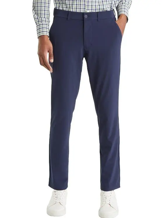Mizzen+main Helmsman Slim Fit Stretch Flat Front Golf Pants - Navy Solid