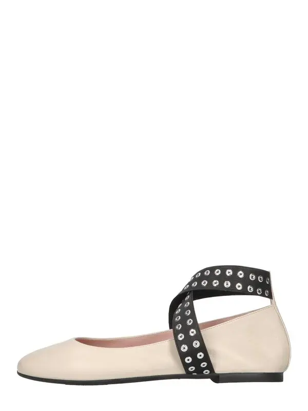 Pretty Ballerinas Ankle Strap Ballerina Flats - Ivory