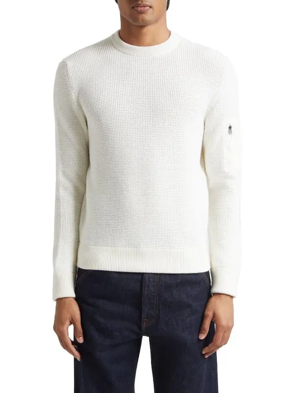 Herno Waffle Stitch Merino Wool Crewneck Sweater - White