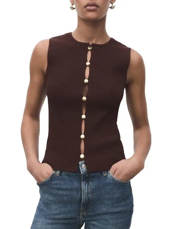 Mango Knit Sweater Vest - Brown