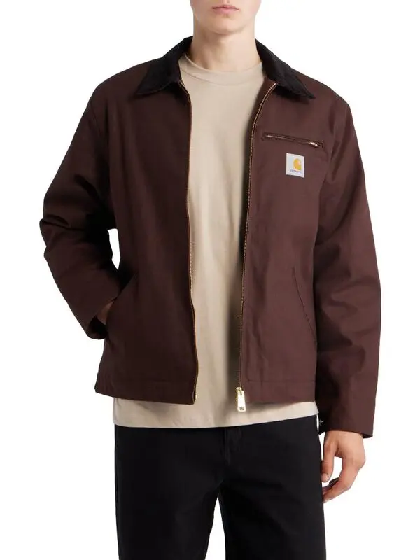 Carhartt Work In Progress Detroit Canvas Worker Jacket - Tobacco /black Rigid