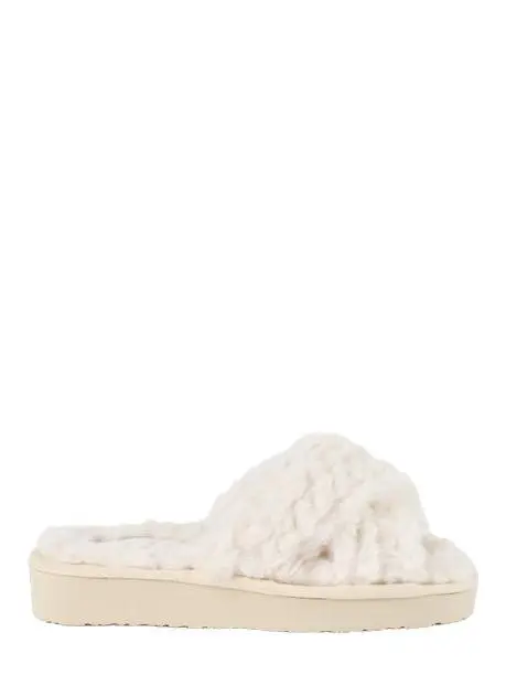Minnetonka Teddy Faux Fur Slippers - Cream