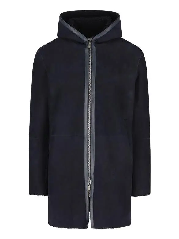 Tagliatore Wilson Lambskin Leather Coat - Blue