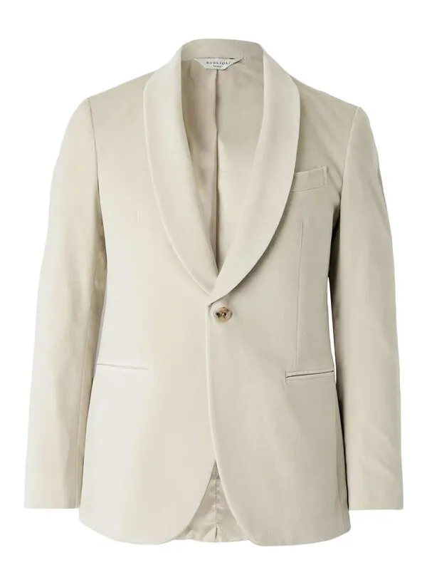 Boglioli Slim-fit Shawl-collar Cotton-blend Velvet Tuxedo Jacket - Ivory