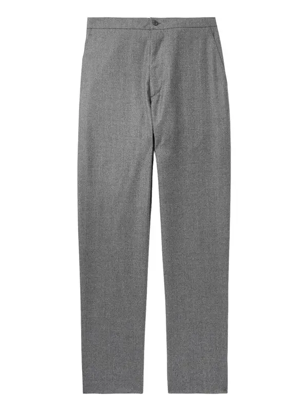 Boglioli Straight-leg Virgin Wool-flannel Drawstring Trousers - Gray
