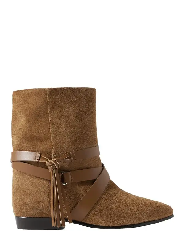Isabel Marant Rejen Leather-trimmed Suede Ankle Boots - Brown