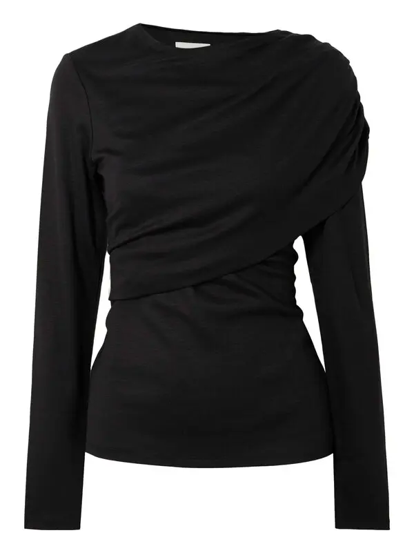 Isabel Marant Asna Draped Wool-jersey Top - Anthracite