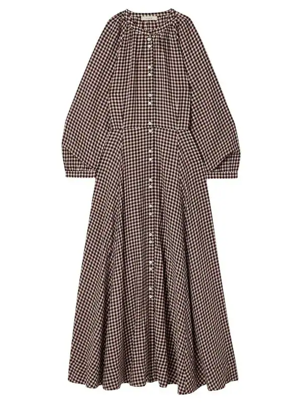 princess polly baby blue dress ITEM // DOEN Joan Dress in Josephine Plaid COLOR + MATERIAL // 100% Cotton  SIZE // L ( see measurements ) CONDITION // New Without tags PSA // This  dress is absolutely main image 0