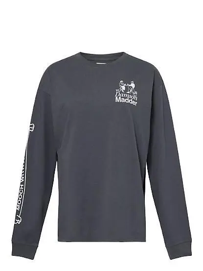 DAMSON MADDER Dog Walker Long-sleeved Cotton T-shirt - Black