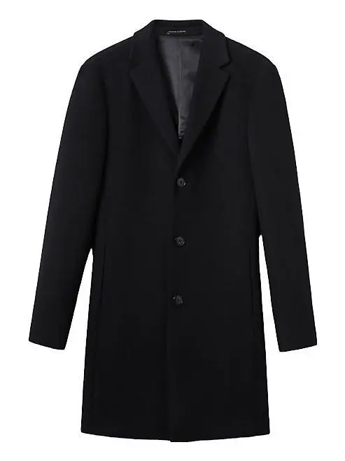 REISS Gable Single-breasted Wool-blend Overcoat - Black
